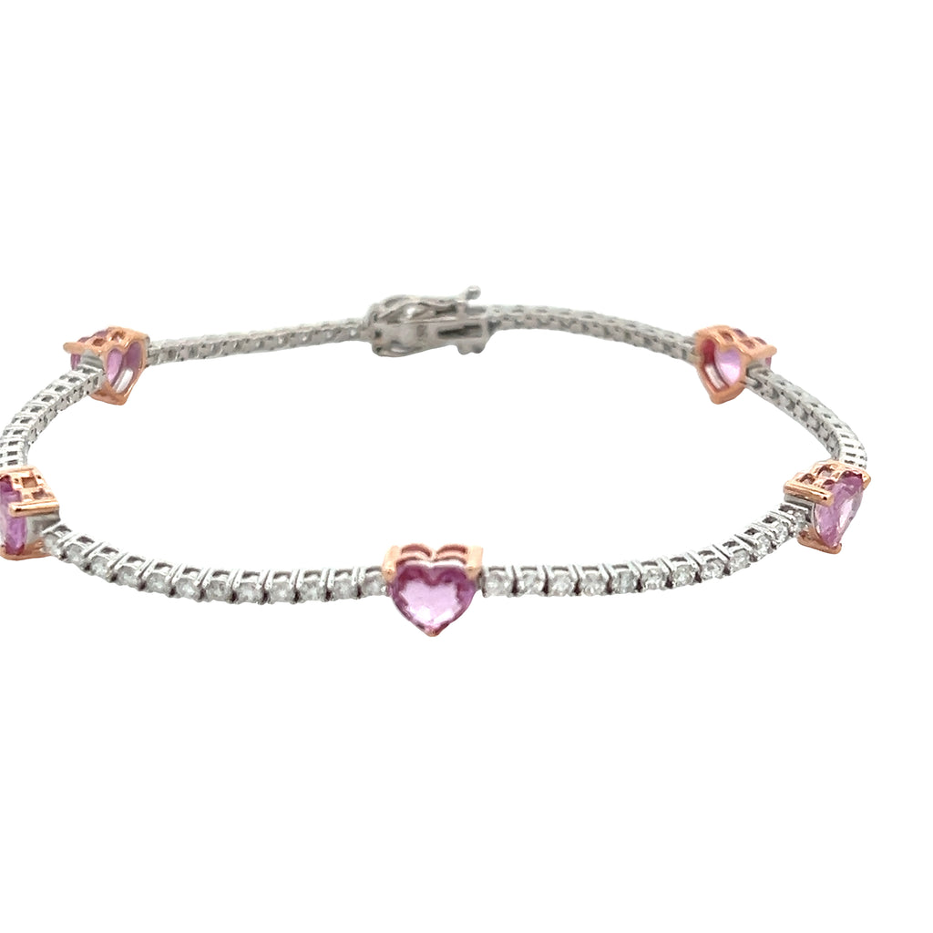 Pink Sapphire Heart & Diamonds Bracelet – Daniela Califa