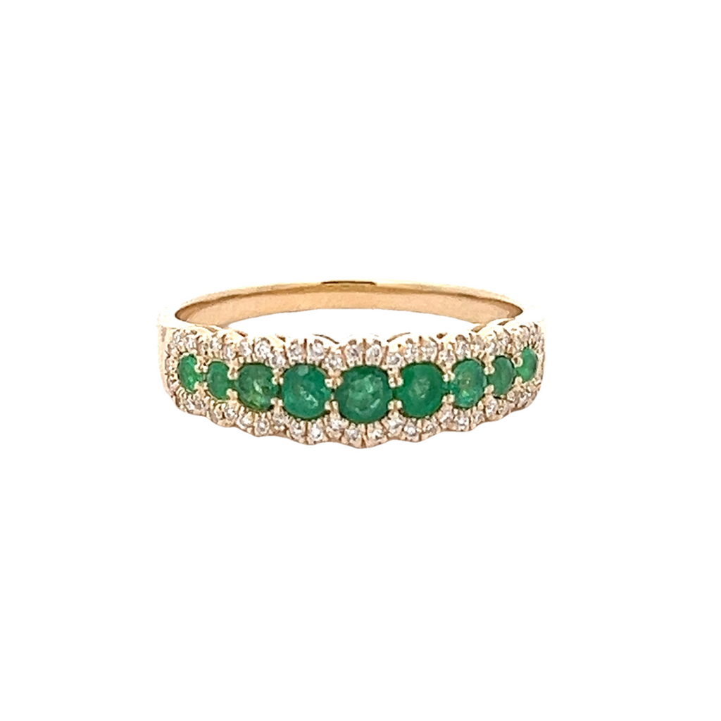 Emerald & Diamond Halo Half Band Ring – Daniela Califa