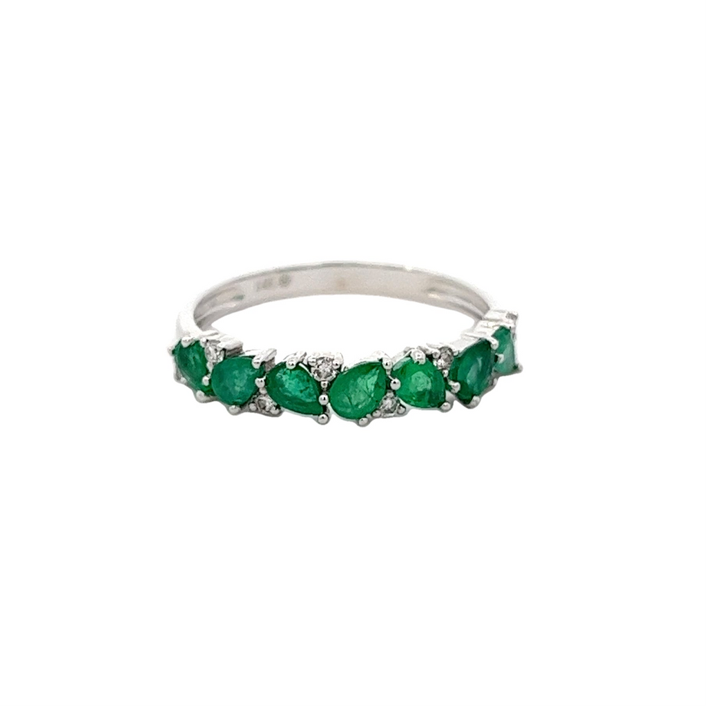 Emerald & Diamond Half Band Ring – Daniela Califa